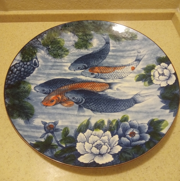 Andrea By Sadek | Dining | Large Japanese Koi Fish And Lotus Flowers ...